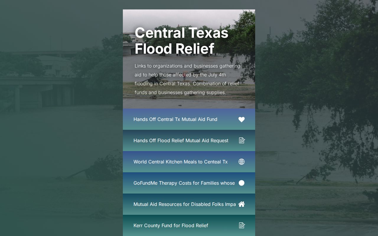 Central Texas Flood Relief Links